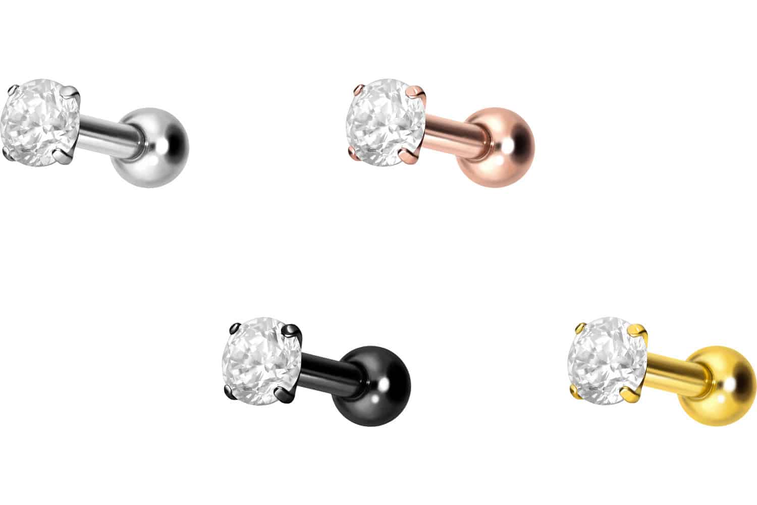 Titanum ear piercing with internal thread SETTED CRYSTAL | PIERCINGLINE